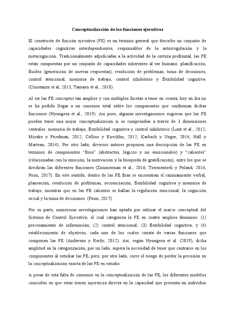 Funciones Ejecutivas en Adolescencia | PDF | Funciones ejecutivas | Las ...