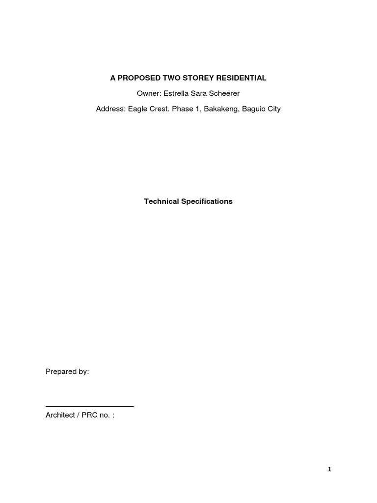 Technical Specification | PDF | Concrete | Framing (Construction)