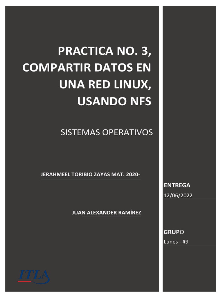 Practica No. 3, Compartir Datos en Una Red Linux, Usando NFS | PDF | Protocolos de internet ...