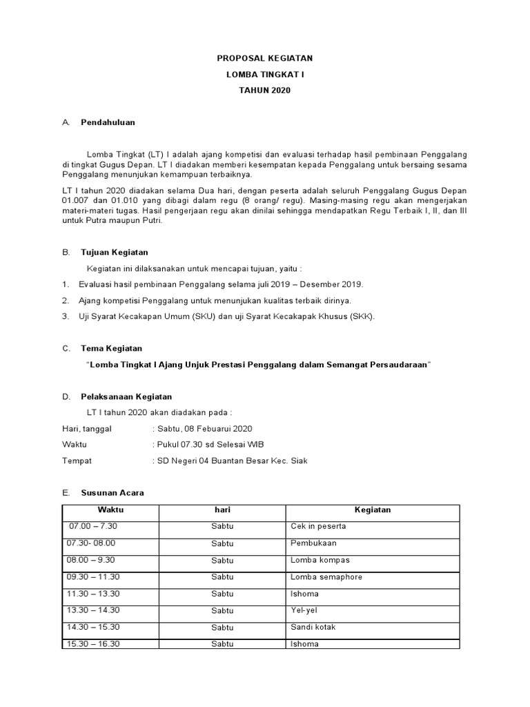 Proposal Kegiatan LT 1 | PDF