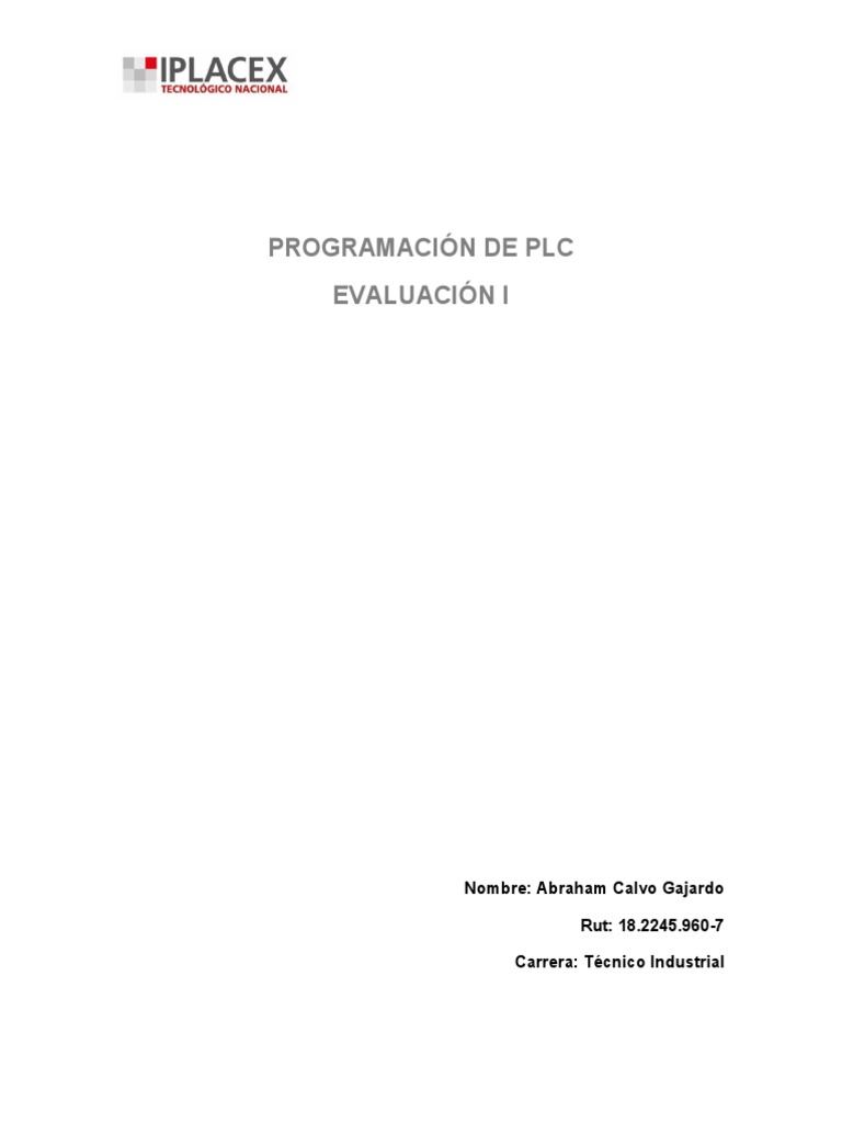 Programacion PLC Evaluacion 1 Iplacex | PDF | Memoria de acceso ...