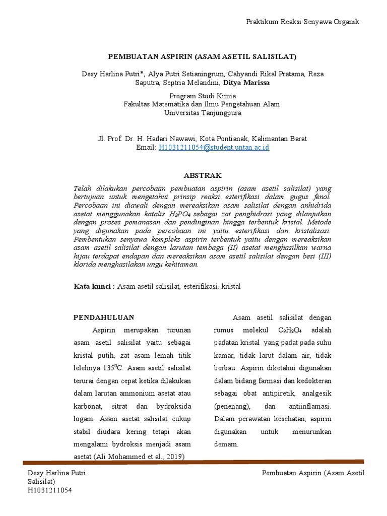 Laporan Aspirin Desy | PDF