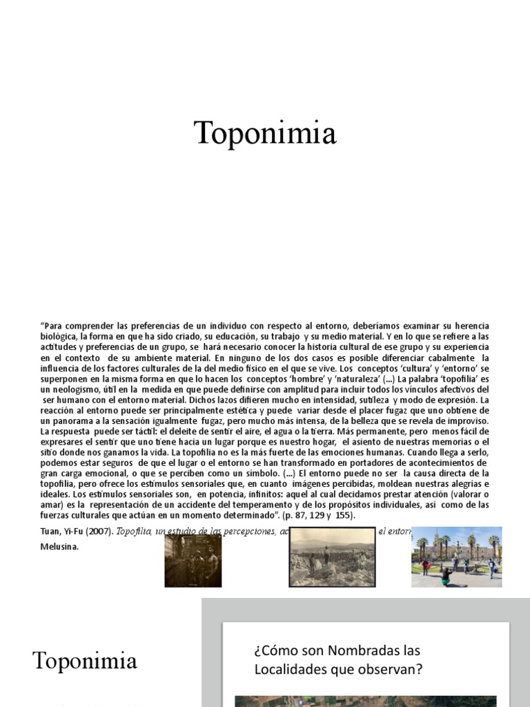 Toponimia y Topofilia | PDF | Las emociones | Cartografía