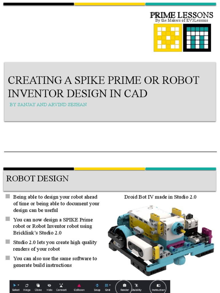 Creating A Spike Prime or Robot Inventor Design in Cad: Prime Lessons Prime Lessons | PDF ...