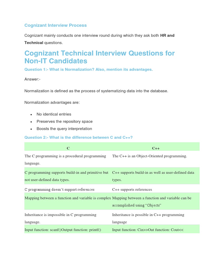 Cognizant Interview Process | PDF | Java (Software Platform) | Relational Model