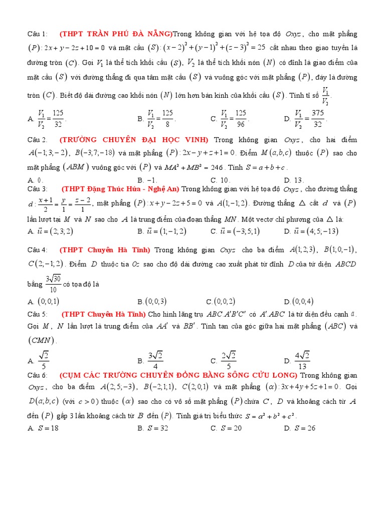 VDC12 - 244 câu VDC oxyz từ đề thi thử 2019.Image.Marked | PDF