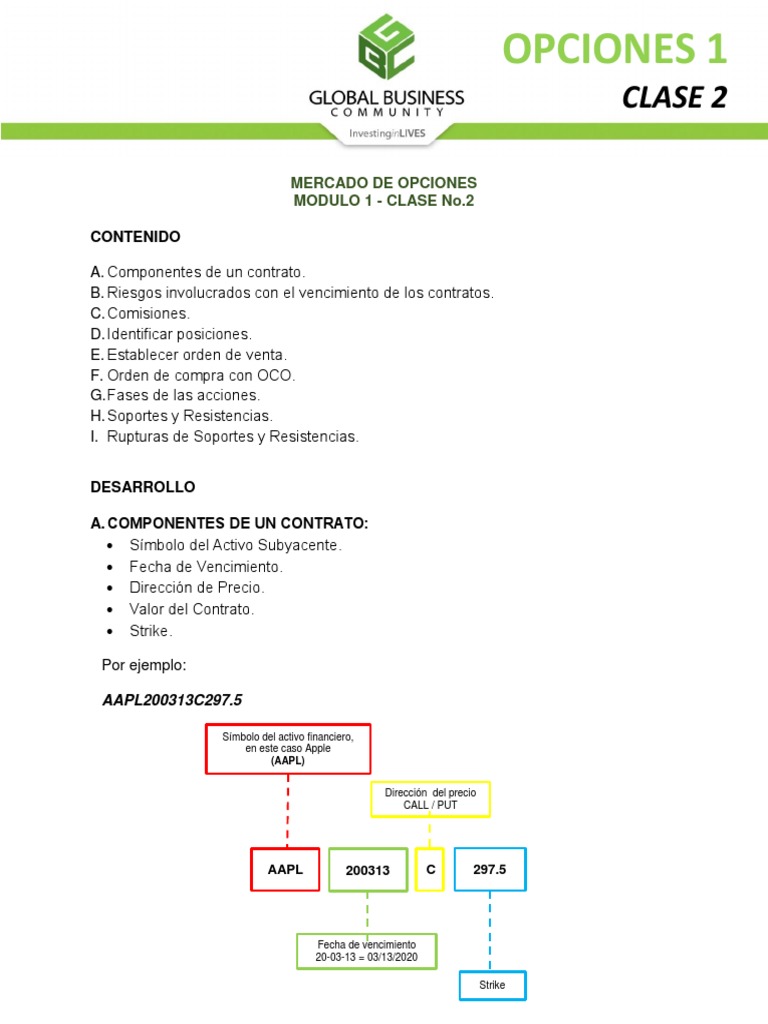 GBC - Opciones Modulo 1 - Clase 2 | PDF | Opción (Finanzas) | Mercados financieros