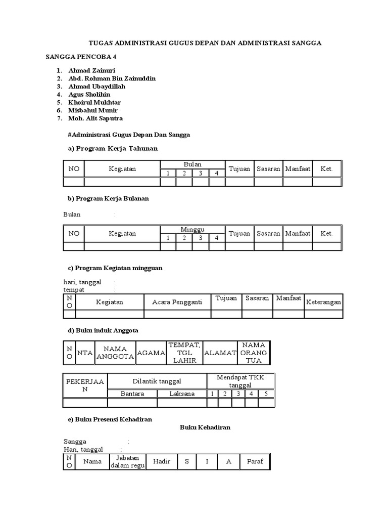 Tugas Administrasi Gugus Depan Dan Administrasi Sangga | PDF