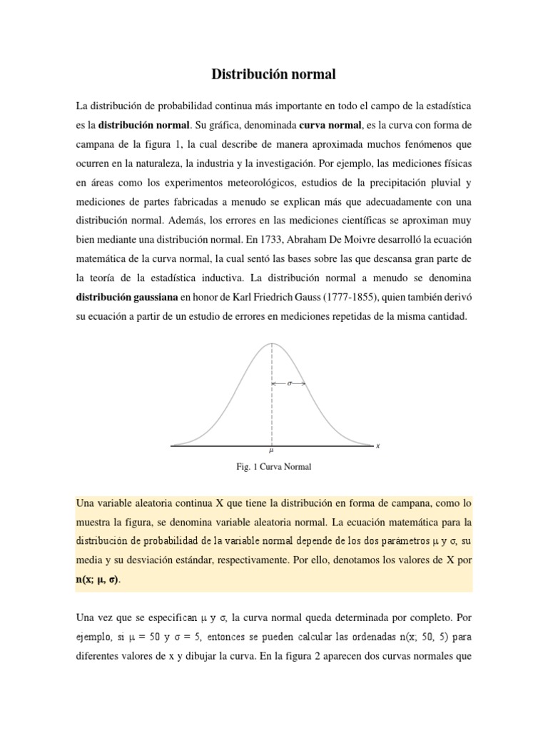 Fundamentos de la Distribución Normal | PDF | Distribución normal ...
