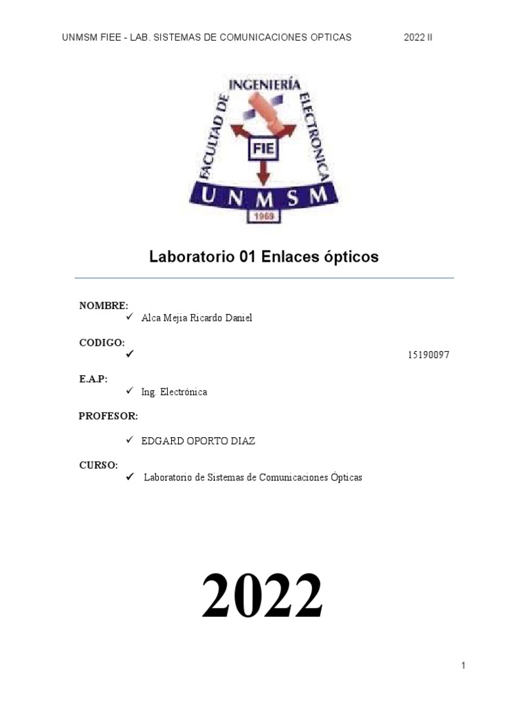 LAB. 01 - Introducción A OptiSystems | PDF | Óptica | Muestreo (procesamiento de señal)