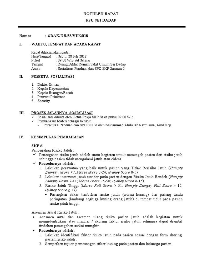 NOTULEN Rapat SOSIALISASI SKP 6 | PDF