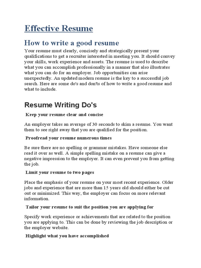 Effective Resume | PDF | Résumé | Employment