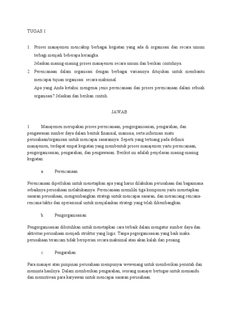 Tugas 1 - M Noer Imam Arifin - Manajemen | PDF