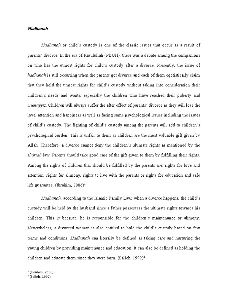 Hadhanah WE | PDF | Child Custody | Divorce