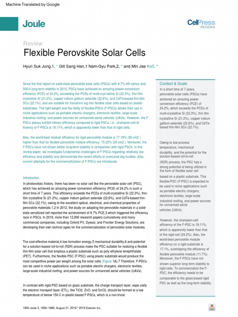 Flexible Perovskite Solar Cells | PDF | Polymers | Electrical ...