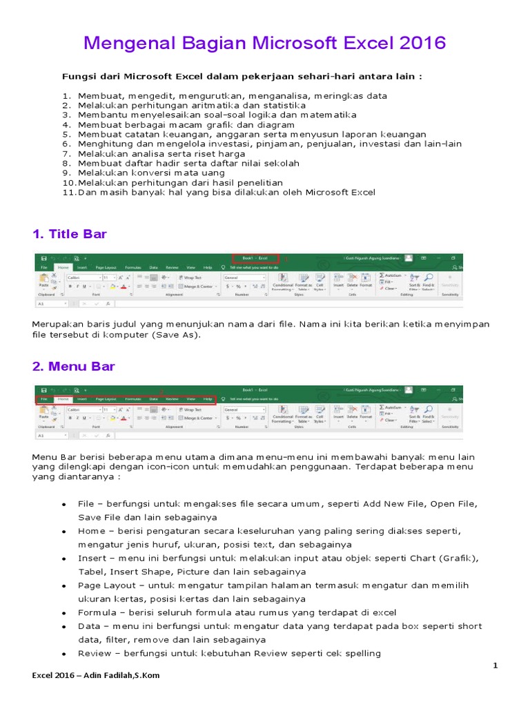 Panduan Dasar Microsoft Excel 2016 | PDF