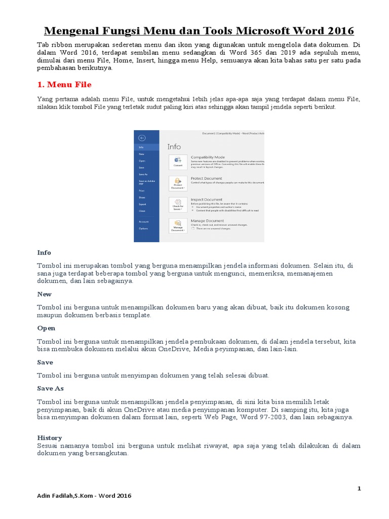 Fungsi Menu dan Tools Word 2016 | PDF