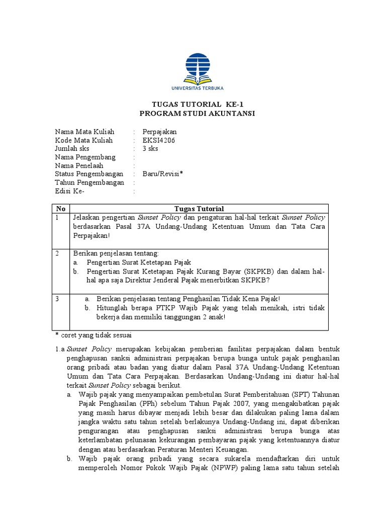 Tugas 1 Perpajakan | PDF