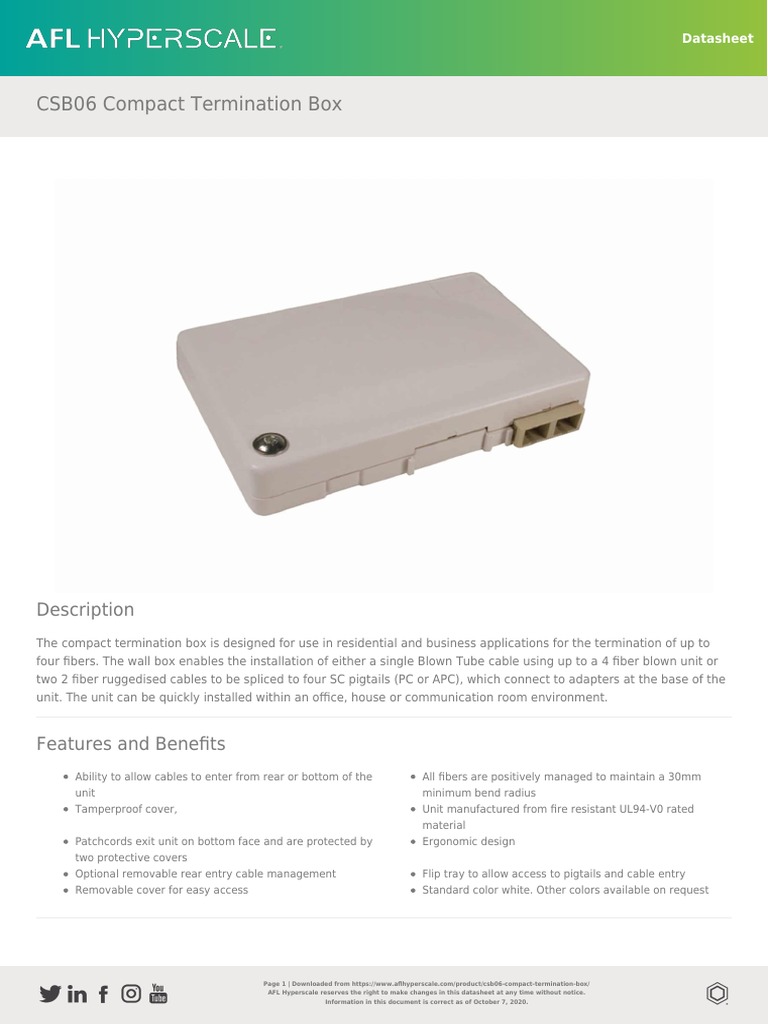 csb06 Compact Termination Box | PDF | Optical Fiber | Manufactured Goods