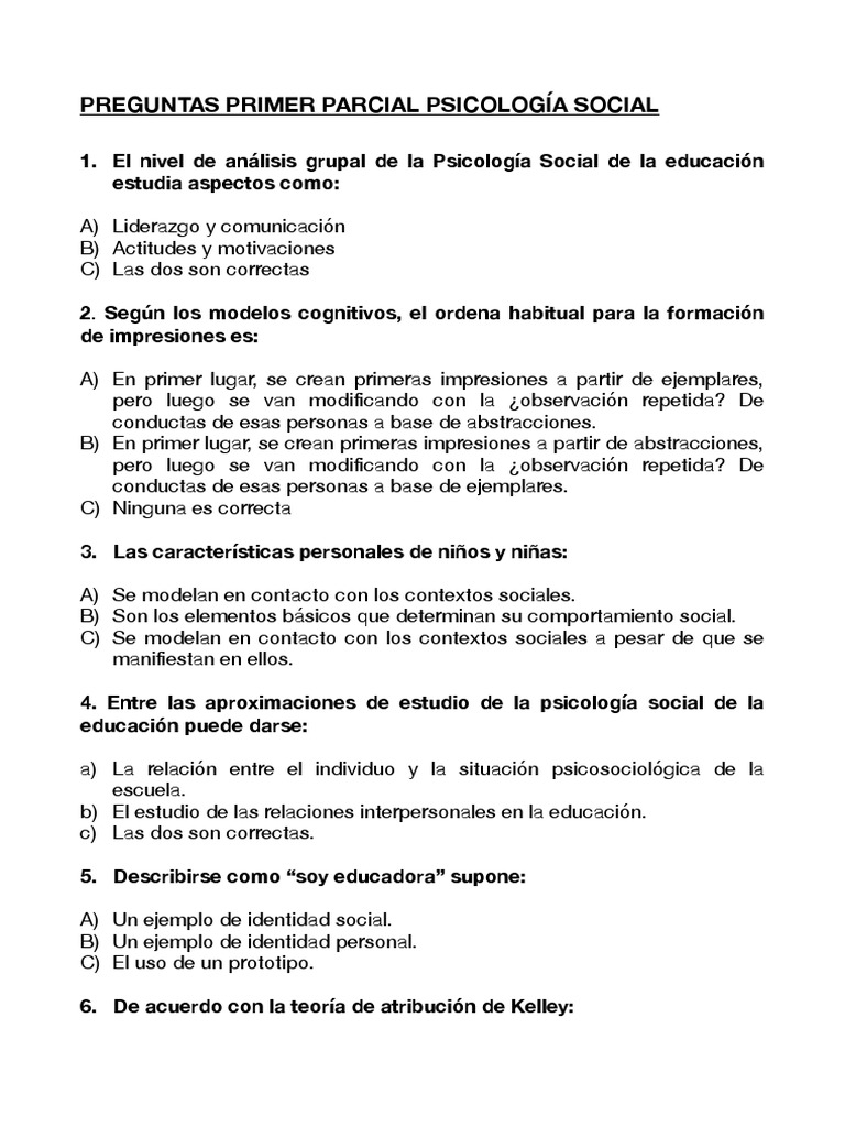 Primer Parcial Psicología | PDF | Psicología Social | Sicología