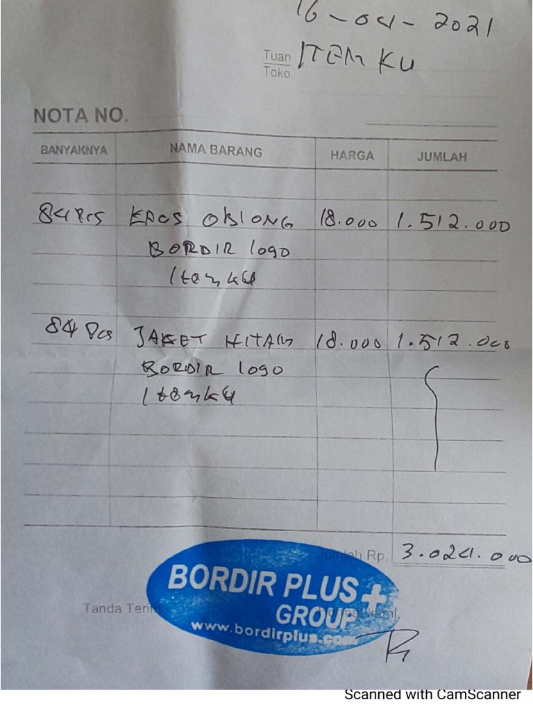 Contoh Nota Pembayaran | PDF