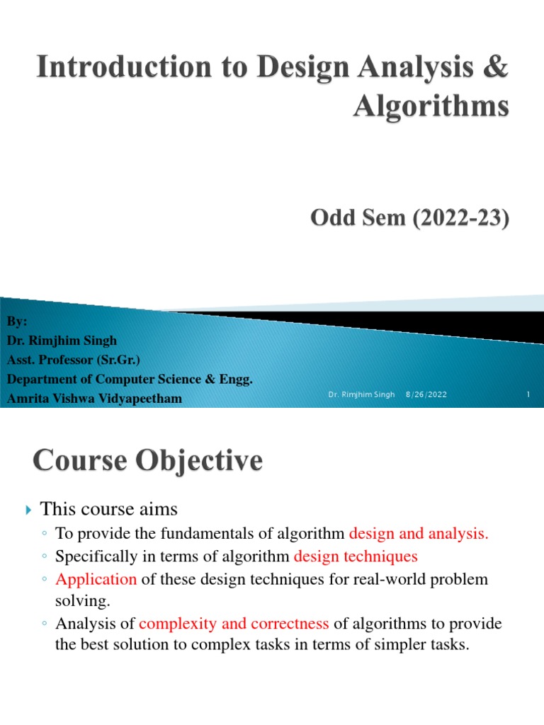 Introduction To Design Analysis And Algorithms Pdf Time Complexity Computational Complexity