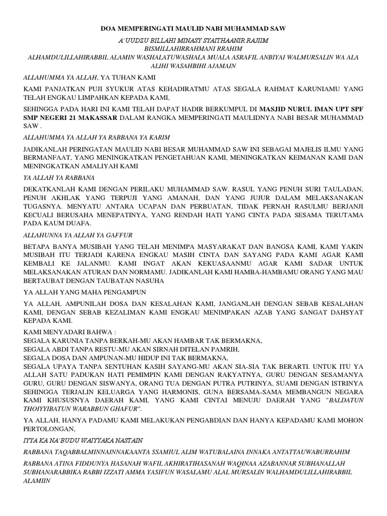 Doa Maulid Nabi Muhammad SAW | PDF | Agama & Spiritualitas