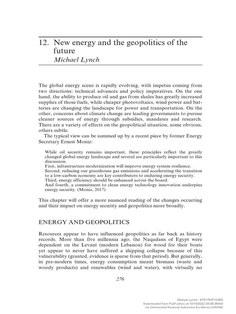 (Handbook of Energy Politics) Chapter 12 New Energy and The Geopolitics ...