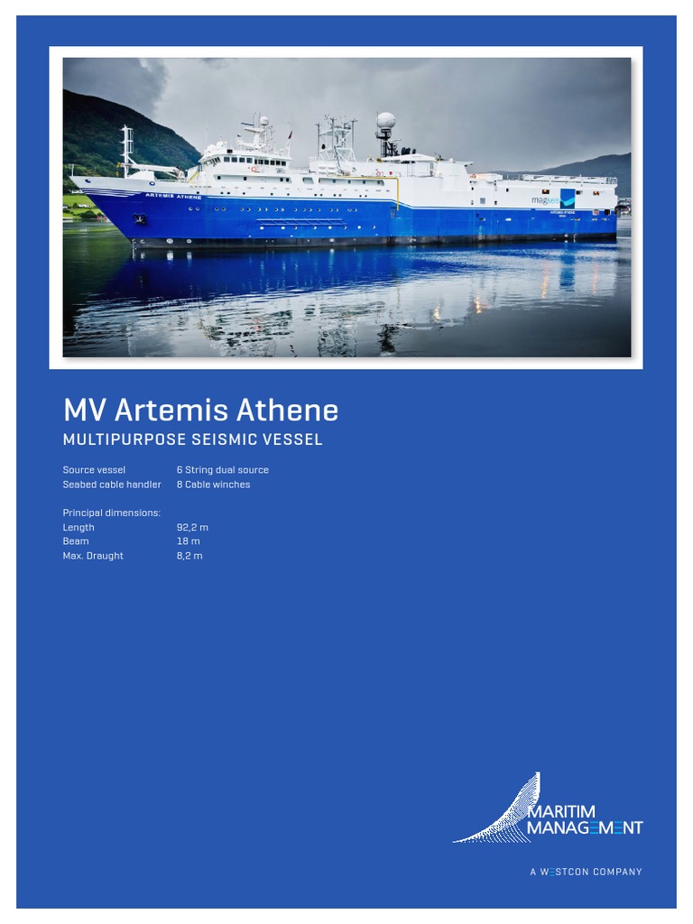 MV Artemis Athene Seismic Vessel Specs | PDF | Water Transport ...
