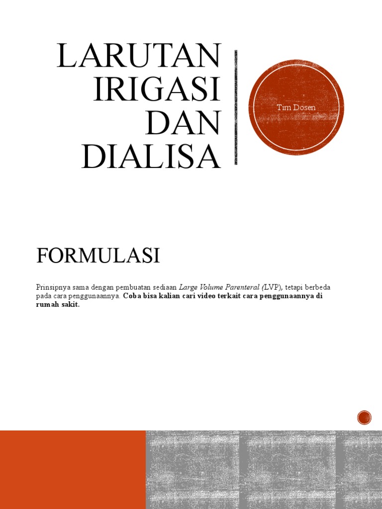 Larutan Irigasi Dan Dialisa | PDF