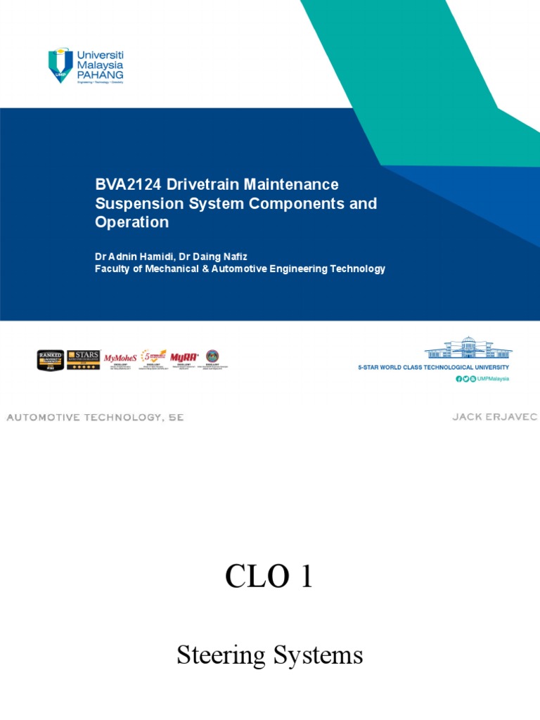 BVA2124 Steering Systems (Lecture 1) | PDF | Steering | Manual Transmission