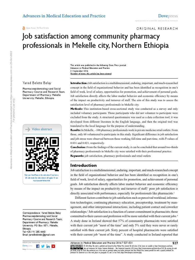 Community Pharmacy Job Satisfaction | PDF | Pharmacy | Job Satisfaction