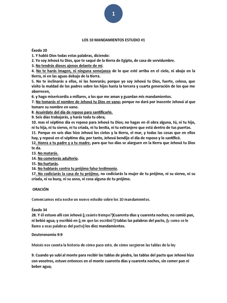 Los 10 Mandamientos Estudio 1 | PDF | Diez Mandamientos | Moisés