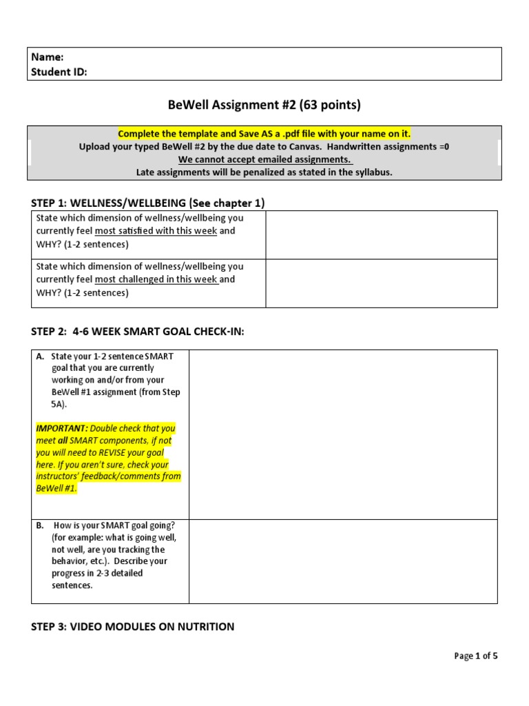 BeWell Assignment 2 W22 | PDF | Sleep