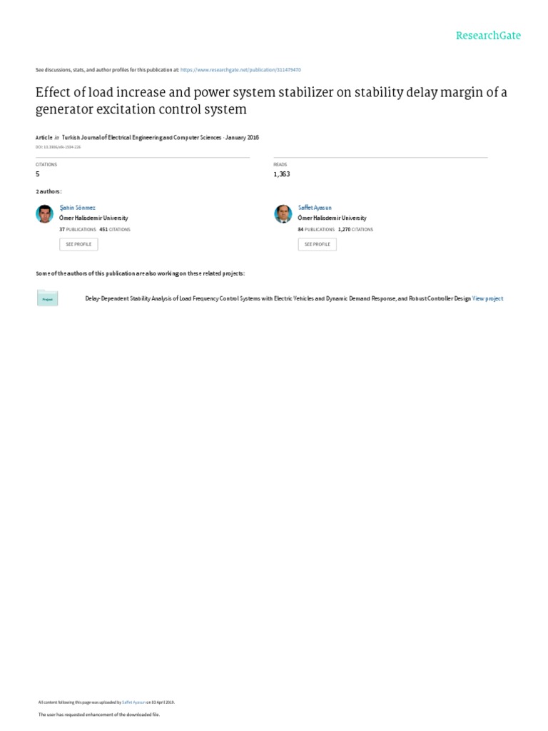 Effect of Load Increase and Power System Stabilize | PDF | Stability ...