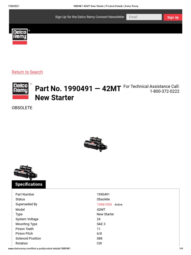 42MT New Starter - Product Details - Delco Remy | PDF ...