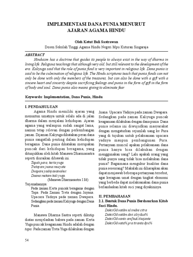 Implementasi Dana Punia dalam Hindu | PDF