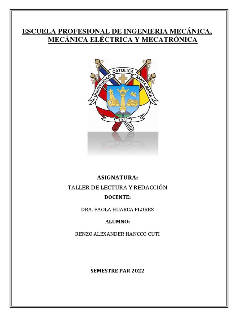 Carátula Taller de Lectura y Redacción | PDF
