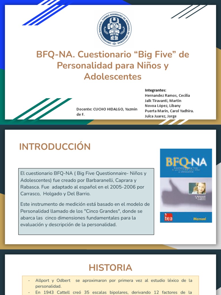 BFQ-NA. Cuestionario "Big Five" de Personalidad para Niños y ...