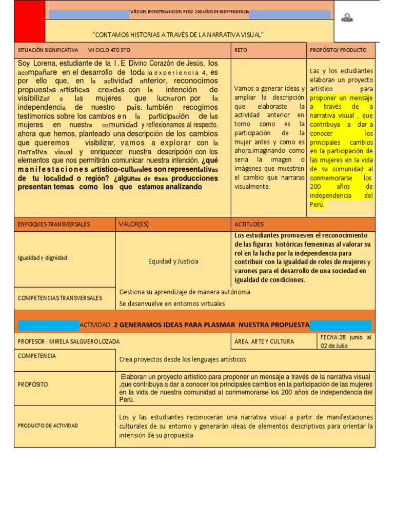 Experiencia de Aprendizaje N°4 ACTIVIDAD 2-Coralia Santivañez-5to Piero | Descargar gratis PDF ...