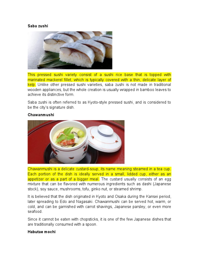 Saba Zushi | PDF | Japanese Cuisine | Sushi