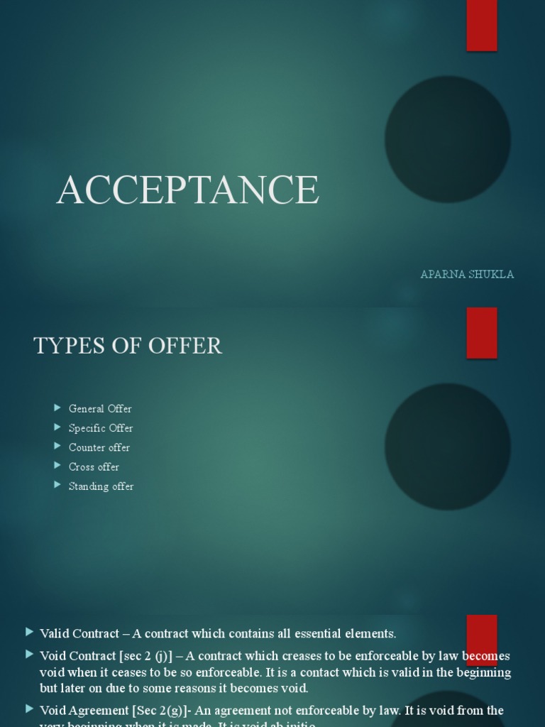 Acceptance | PDF | Offer And Acceptance | Void (Law)