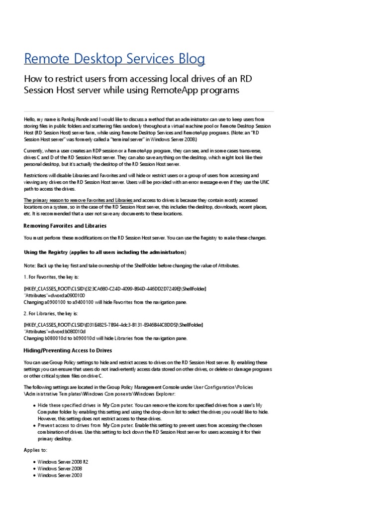Secure RD Session Host Access | PDF | Remote Desktop Services | Group ...