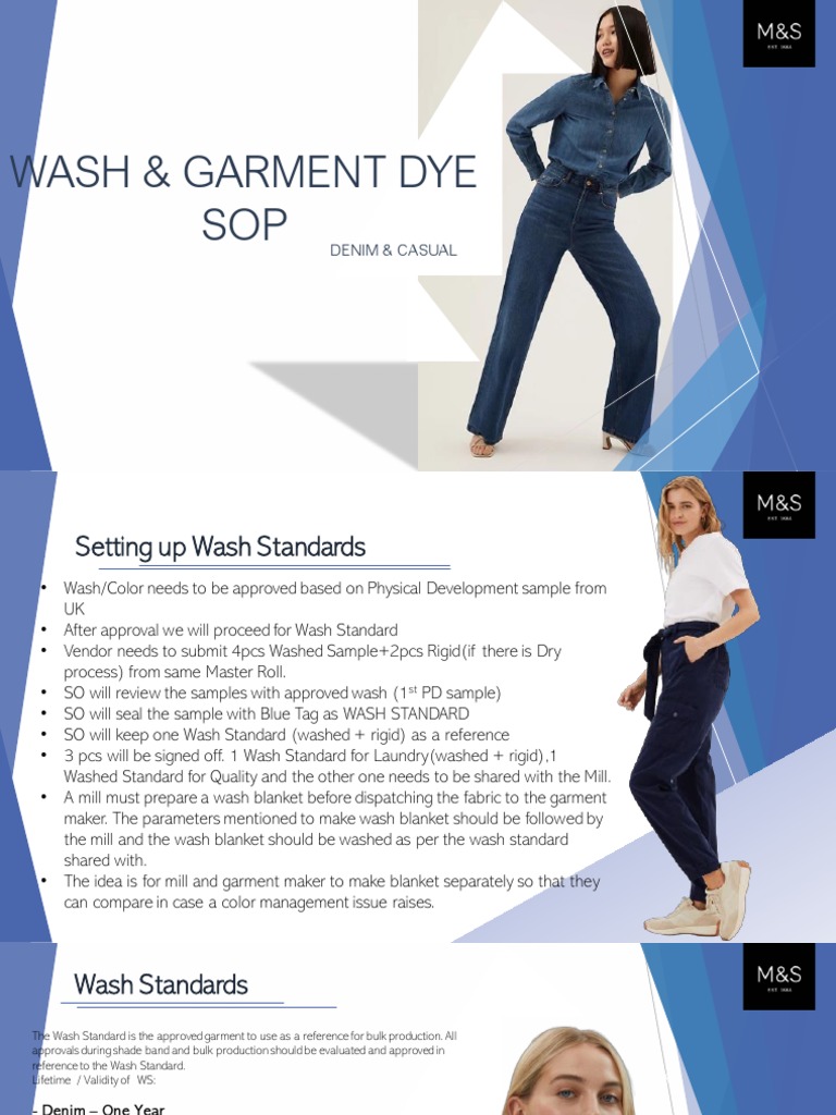 WASH & GARMENT DYE SOP Denim & Casual | PDF | Laundry | Textiles