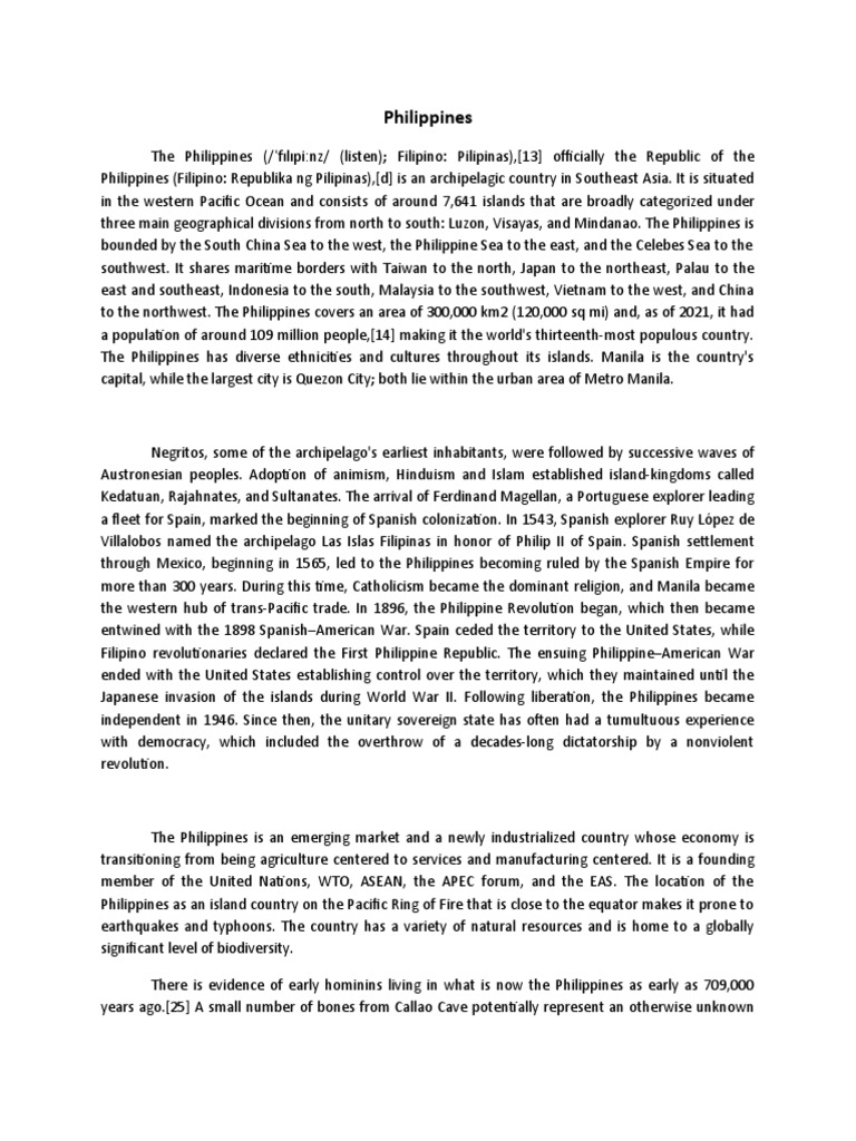 Philippines Background | PDF | Philippines | Southeast Asia