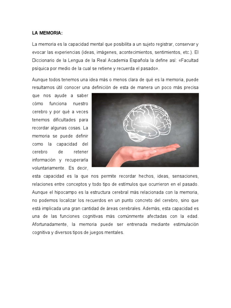 Comprendiendo la Memoria Humana | PDF | Memoria | Cerebro