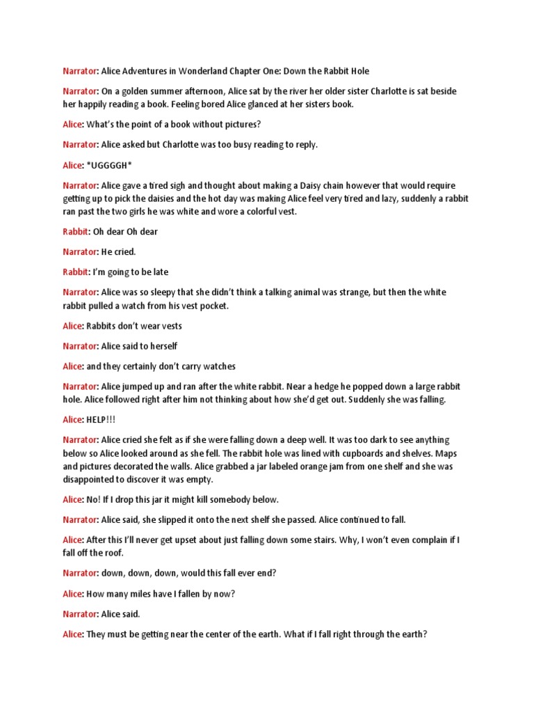 Script English | PDF | Alice (Alice's Adventures In Wonderland)