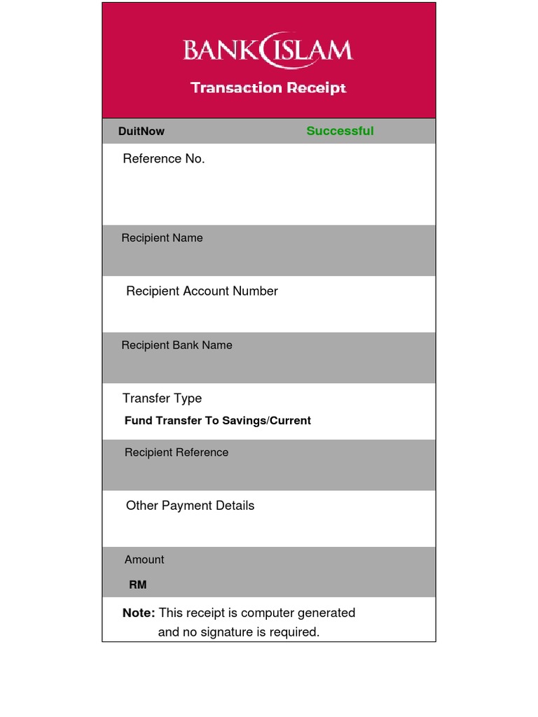 Bank Islam Resit Template | PDF | Finance & Money Management | Law