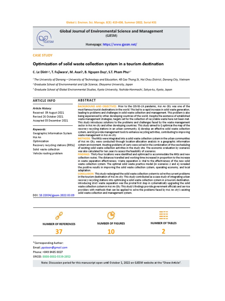 GJESM Volume 8 Issue 3 Pages 419-436 | PDF | Geographic Information System | Waste