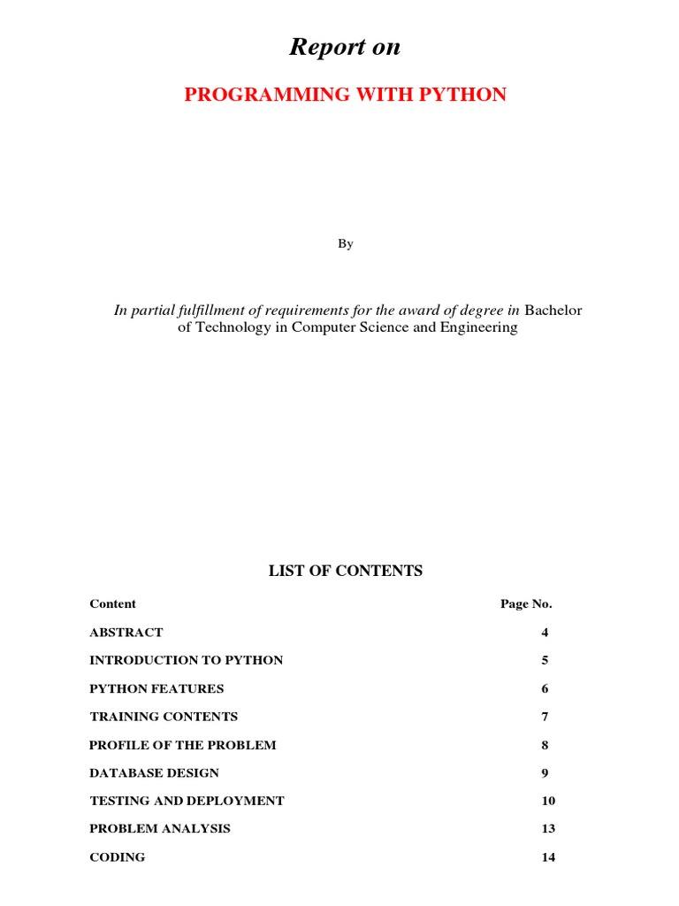 Python Report | PDF | Python (Programming Language) | Computer Programming